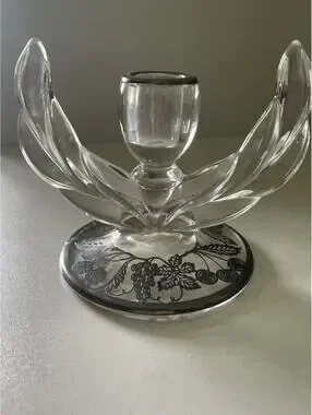 Indiana Glass | Accents | Pair Of Indiana Glass Willow Wsilver Overlay ...